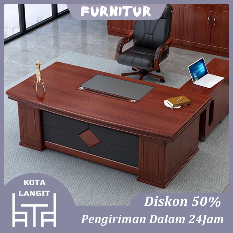 Jual meja kantor kayu solid / kombinasi meja manajer papan kepadatan ...