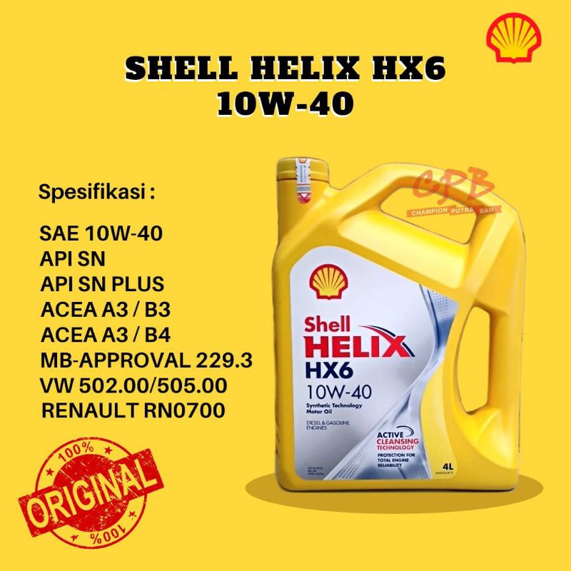Jual OLI SHELL HELIX HX6 10W-40 4LT | Shopee Indonesia