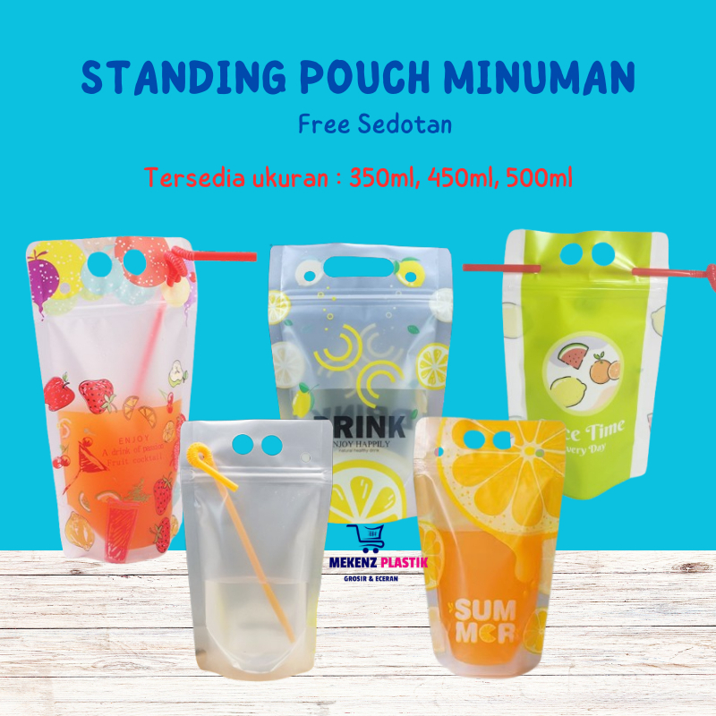 Jual Standing Pouch Minuman Kemasan Cairan + Sedotan Ukuran 350ml 400ml ...