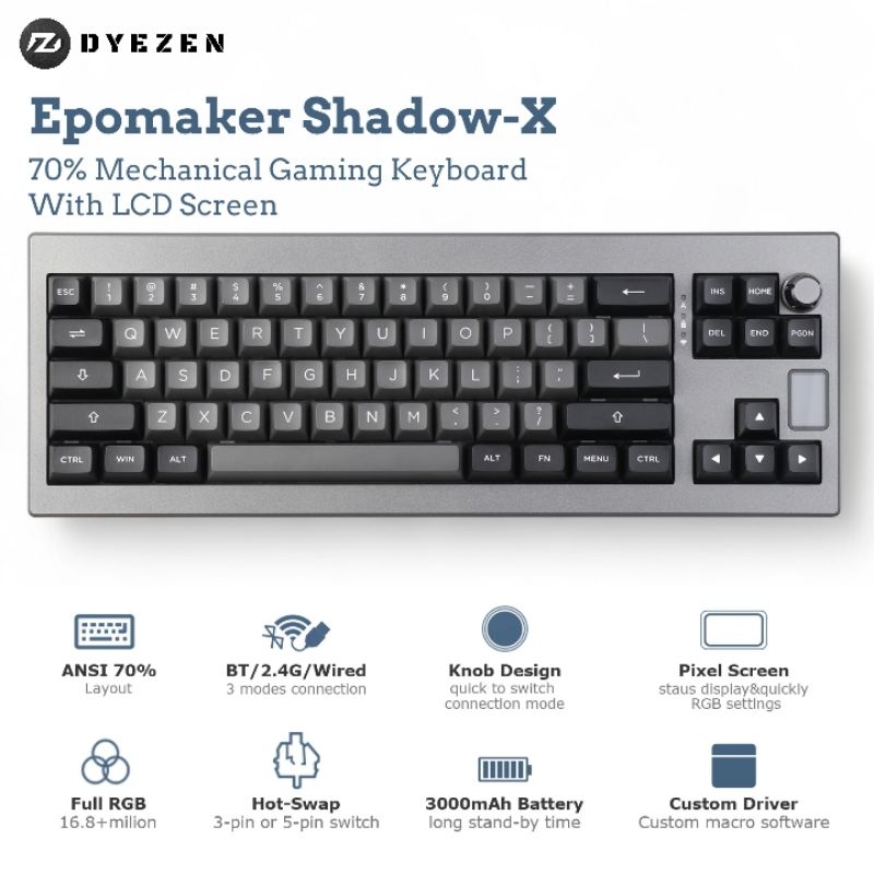 Jual Epomaker Shadow X Keyboard Gasket Mechanical LCD Screen | Shopee ...