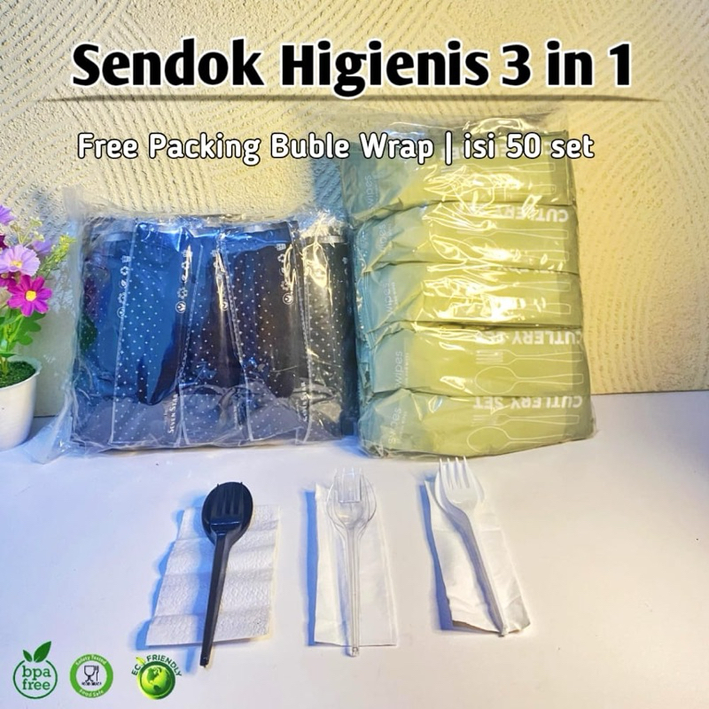 Jual (50set) Sendok Garpu Tissu | Sendok 3 in 1 | Sendok Higienis ...