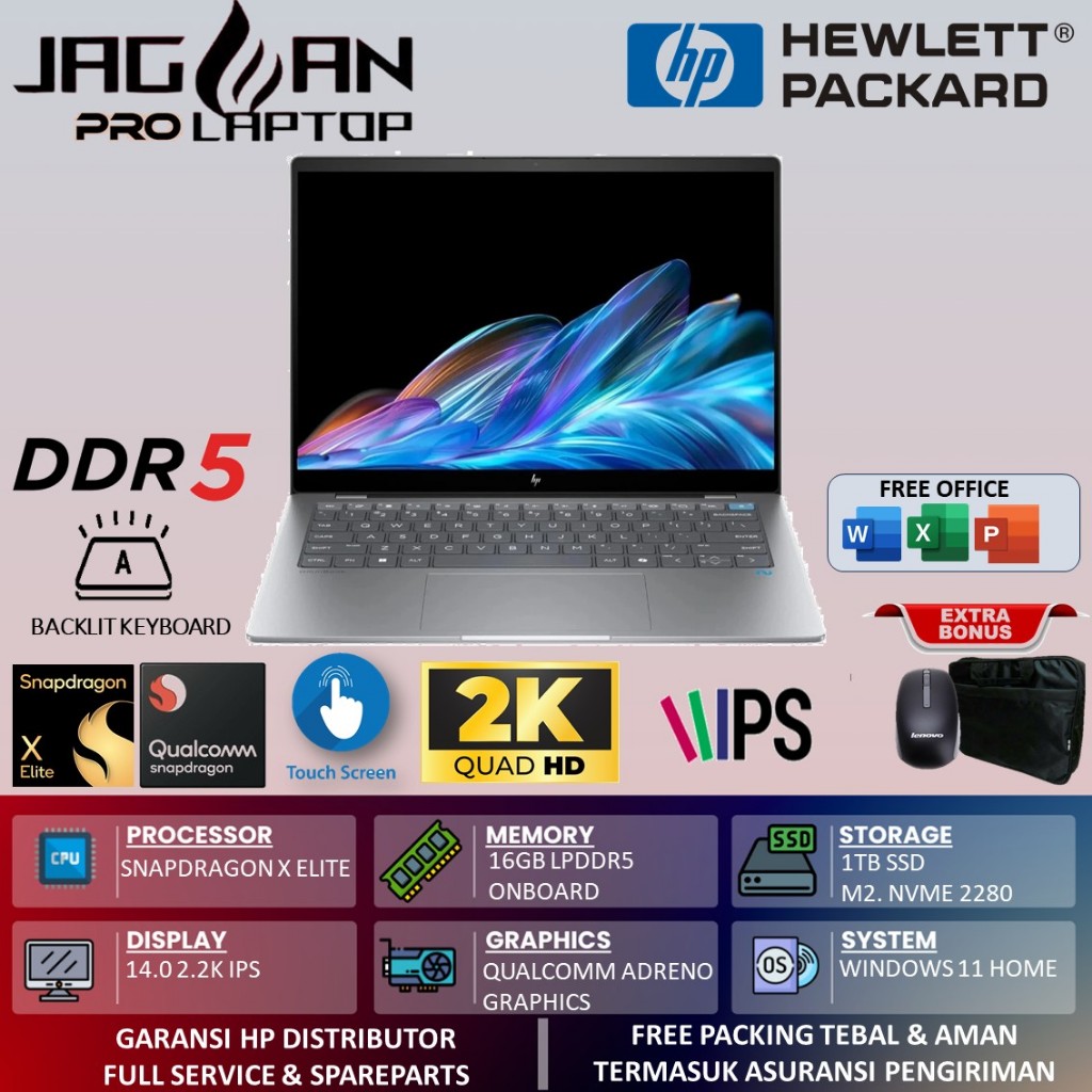 Jual Laptop Hp OMNIBOOK X14 SNAPDRAGON X ELITE X1E78100 Ram 16GB DDR5 ...