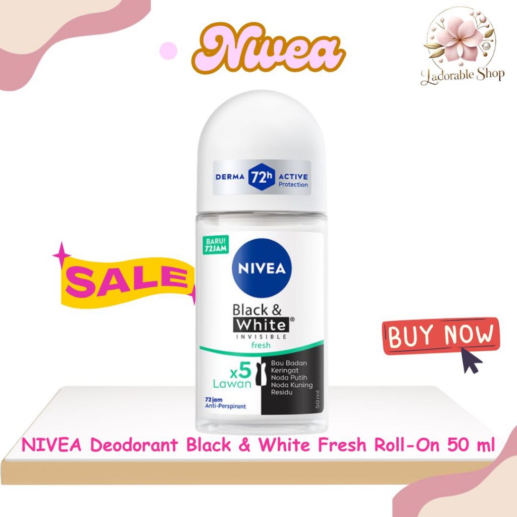 Jual NIVEA Deodorant Invisible Black&White Fresh Roll-On 50 ml | Shopee ...
