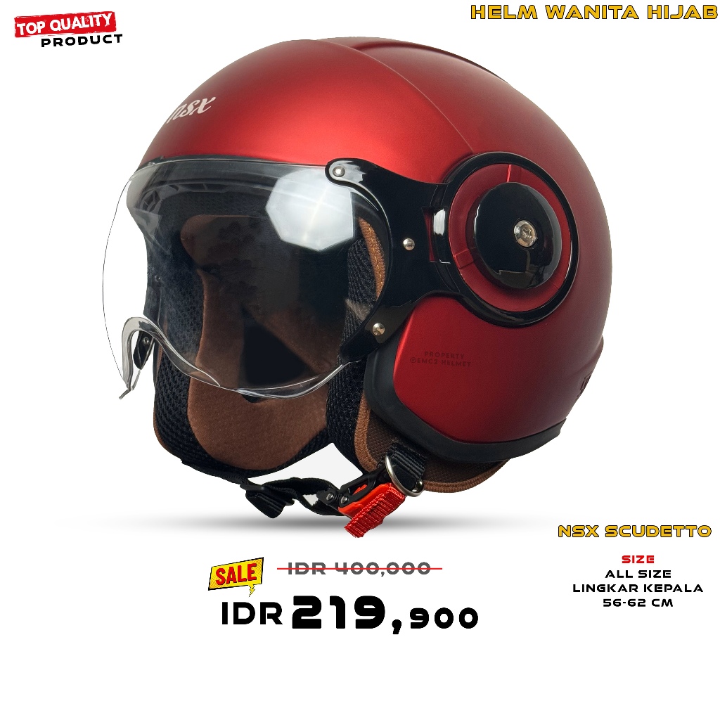 Jual HELM BOGO WANITA HIJAB FRIENDLY | NSX SCUDETTO | WARNA HITAM DOF ...
