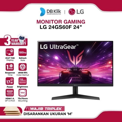 Jual LG UltraGear LED Monitor Gaming 24GS60F 24" IPS FHD 180Hz 1ms AMD ...