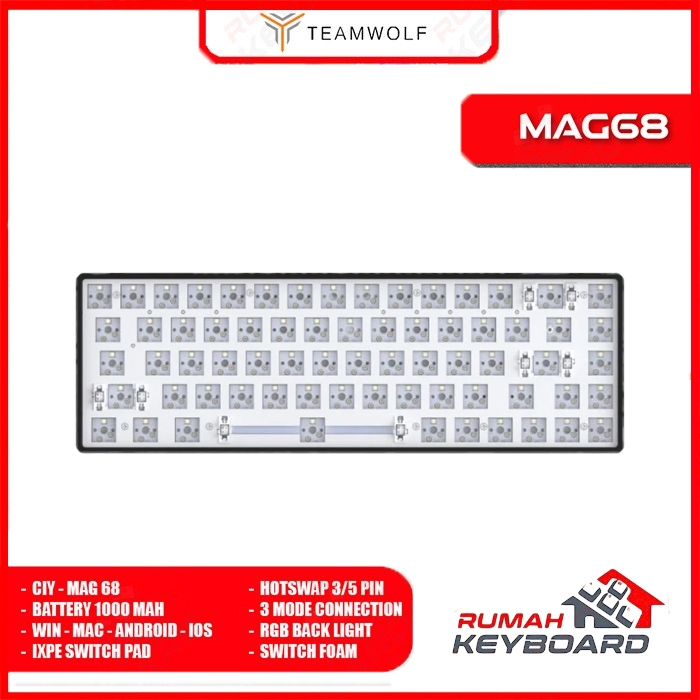 Jual TEAMWOLF - MAG68 - CIY - 3 Mode - 65% - Hotswap - RGB - Bare ...
