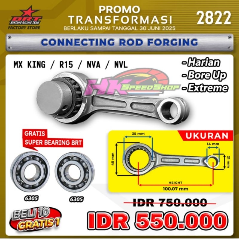 Jual STANG SEHER CONROD BRT STANG PISTON FORGED LC150G MX KING ...