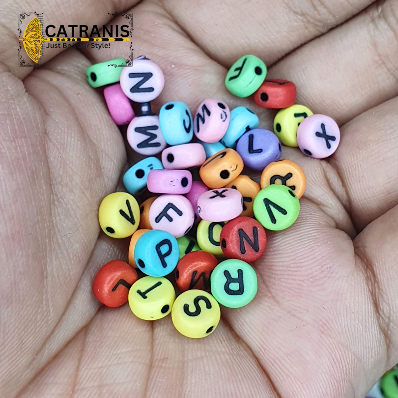 Jual CATRANIS MANIK MOTE HURUF ALFABET BULAT WARNA DOFF TULISAN HITAM ...