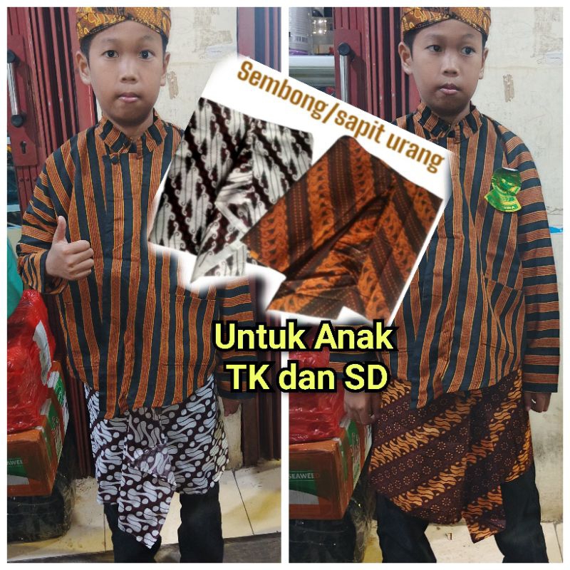 Jual Jarik Kain Batik Sembung Sapit Urang Baju Adat Ukuran Anak TK Dan ...