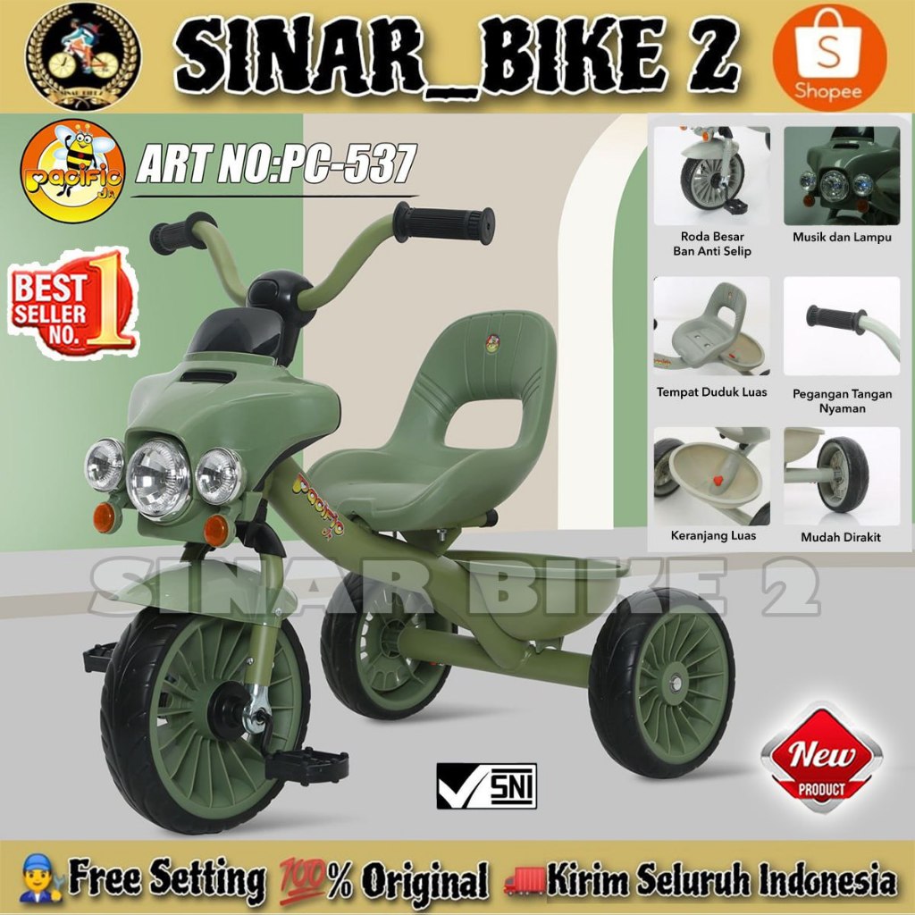 Jual Sepeda Anak Tiga Roda PACIFIC PC 537 MusiK Dan Lampu ( MODEL ...