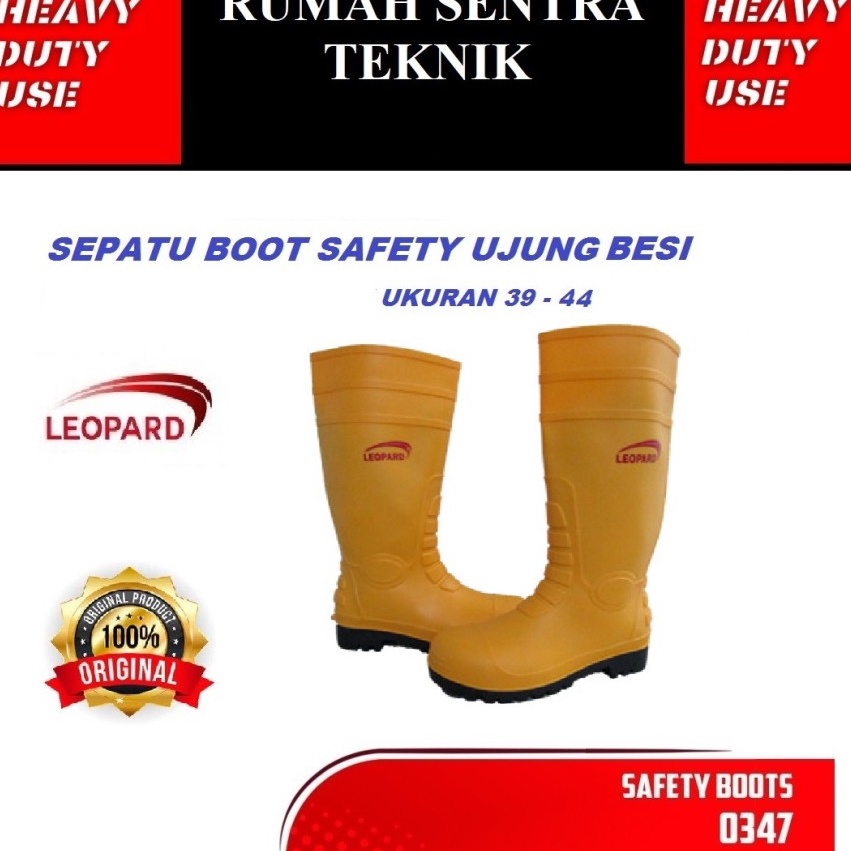 Jual New Sepatu Boot Safety Karet Leopard Boots Ujung Besi Steel Toe ...