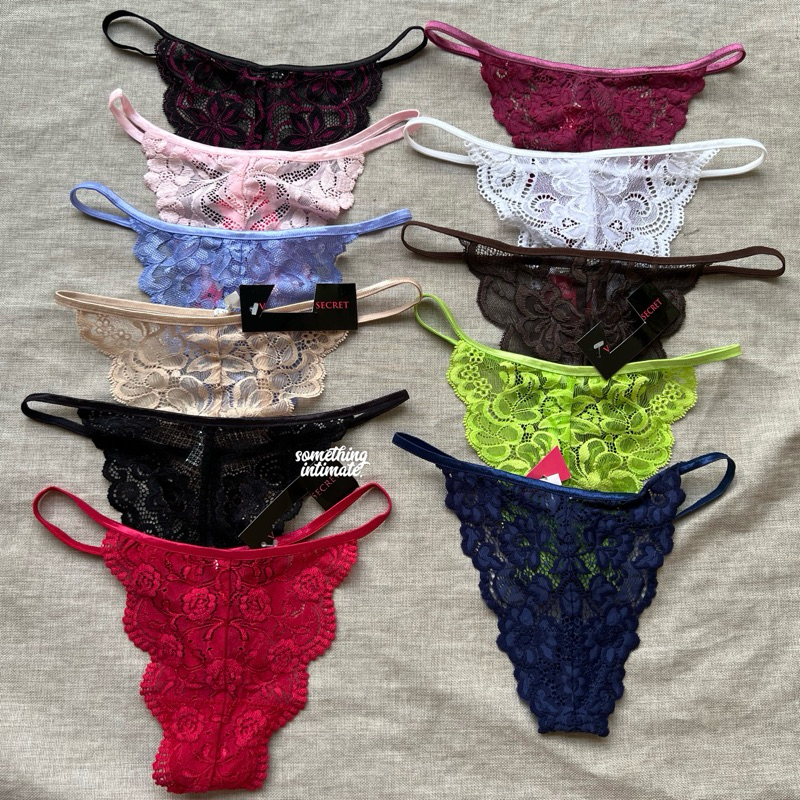 Jual Victoria's Secret Eyelash Lace Gstring Panty Thong CD VS G string Lingerie G-string ...