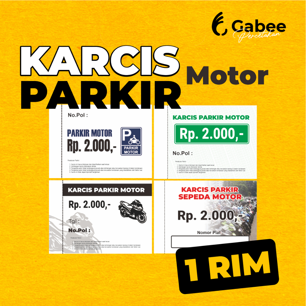 Jual KARCIS PARKIR 1 RIM/ KARCIS PARKIR MOTOR / KARCIS PARKIR SEPEDA ...