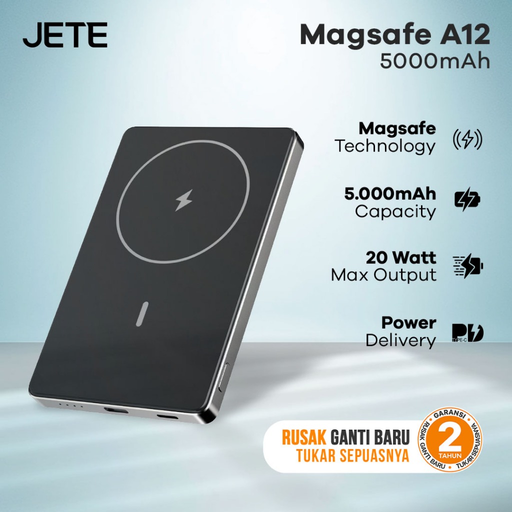 Jual Powerbank Magsafe 5000 & 10000 mAh JETE A12 20W PD Magnetic Ultra ...