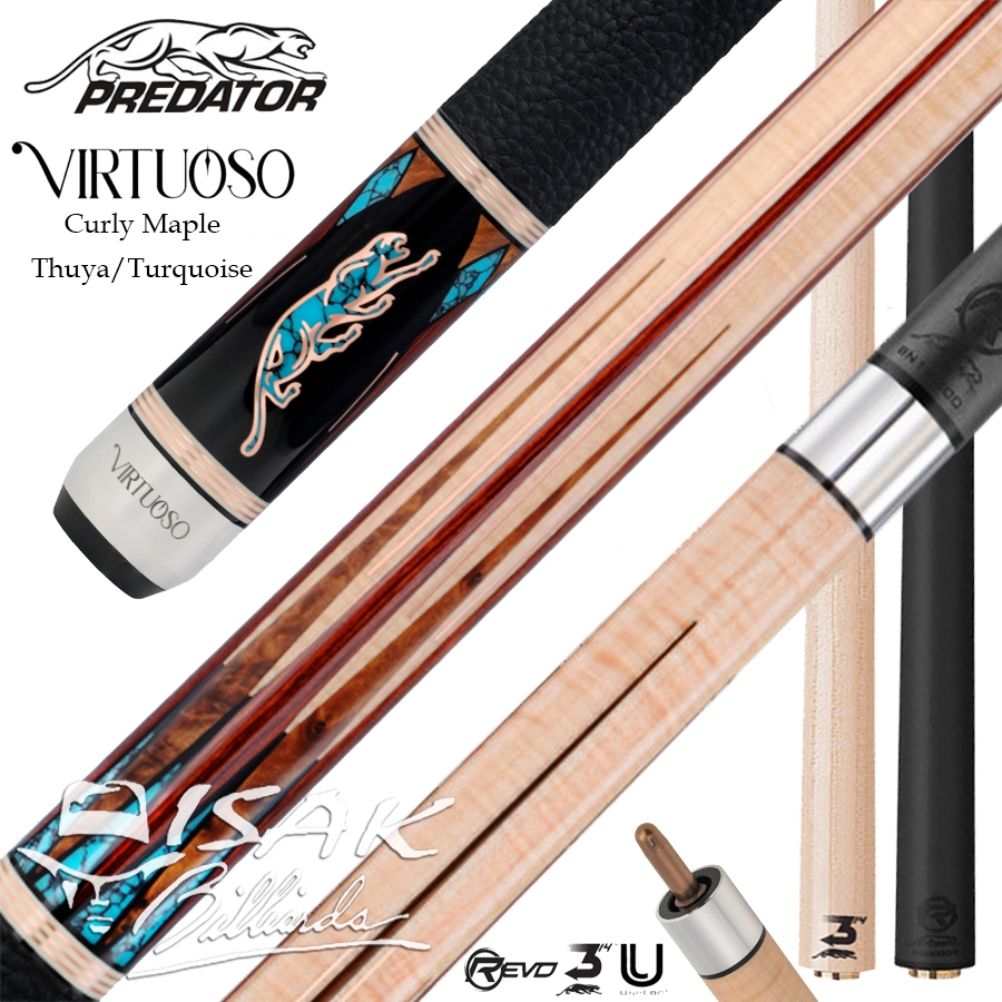 Jual Predator Virtuoso Curly Turquoise Pool Cue - Low Deflection Billiard Stick Biliar Ori ...