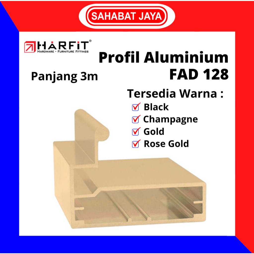 Jual HARFIT Alumunium Aluminium Profil Frame Handle FAD 128 FAD128 FAD ...