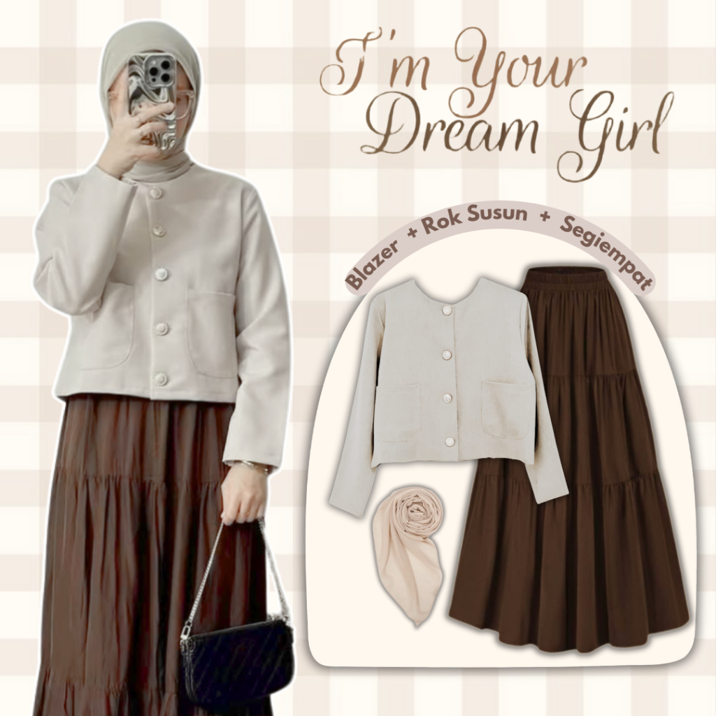 Jual Ootd One Set Blazer Korean Style I Setelan 3in1 Wanita I Blazer + Bawahan Rok + Bella ...