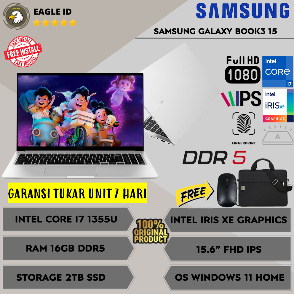 Jual Laptop Ringan Samsung Galaxy Book3 15 Intel Core i7 1335U Ram 16GB ...