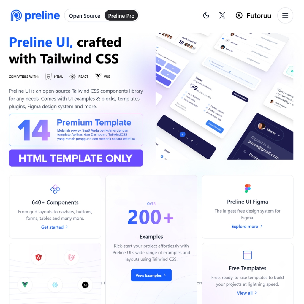 Jual Preline UI Pro - 14 Tailwind CSS Premium Template Update Lengkap | Shopee Indonesia