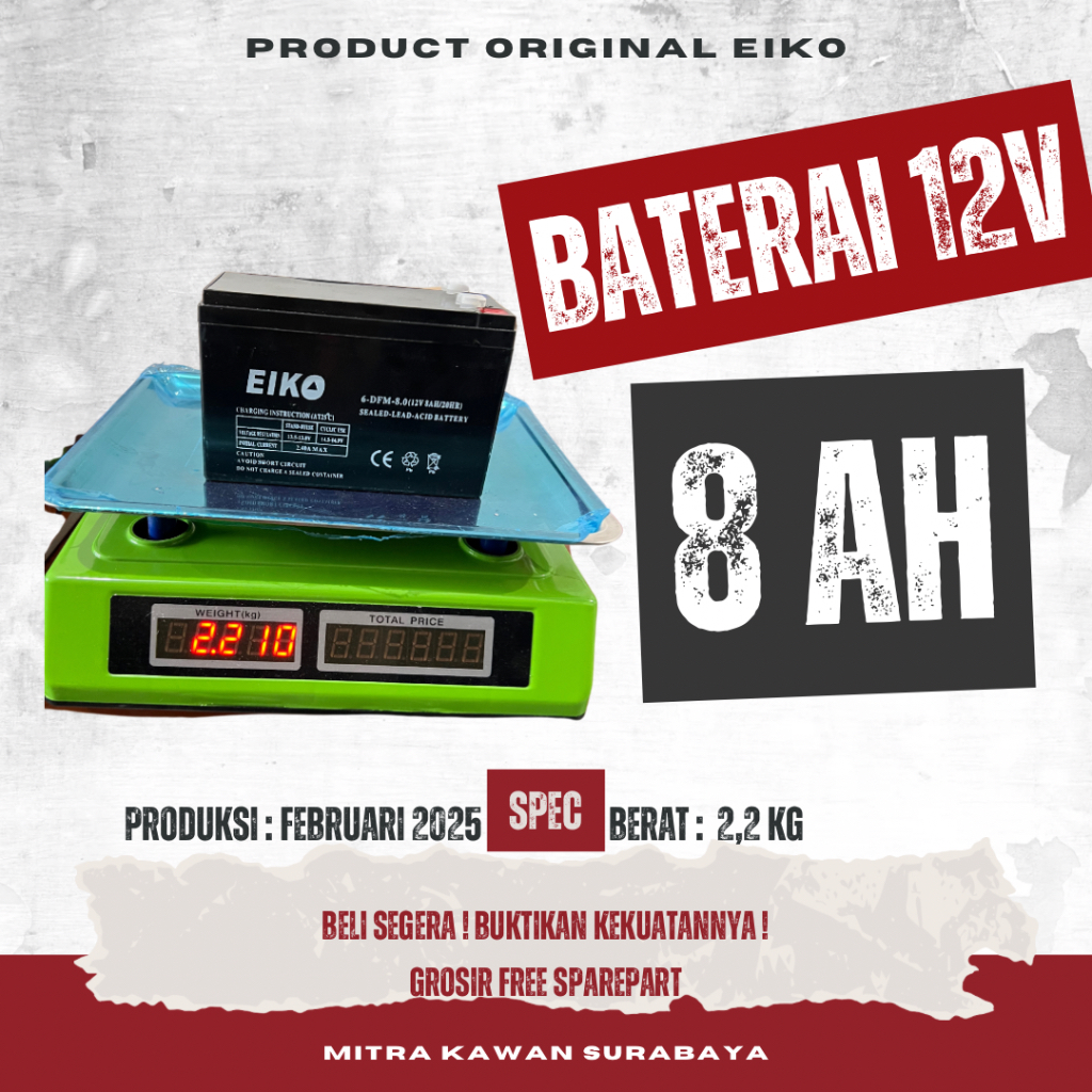 Jual Baterai aki sprayer 8Ah 12volt EIKO DRAGON + BOX (semua merk sprayer) | Shopee Indonesia