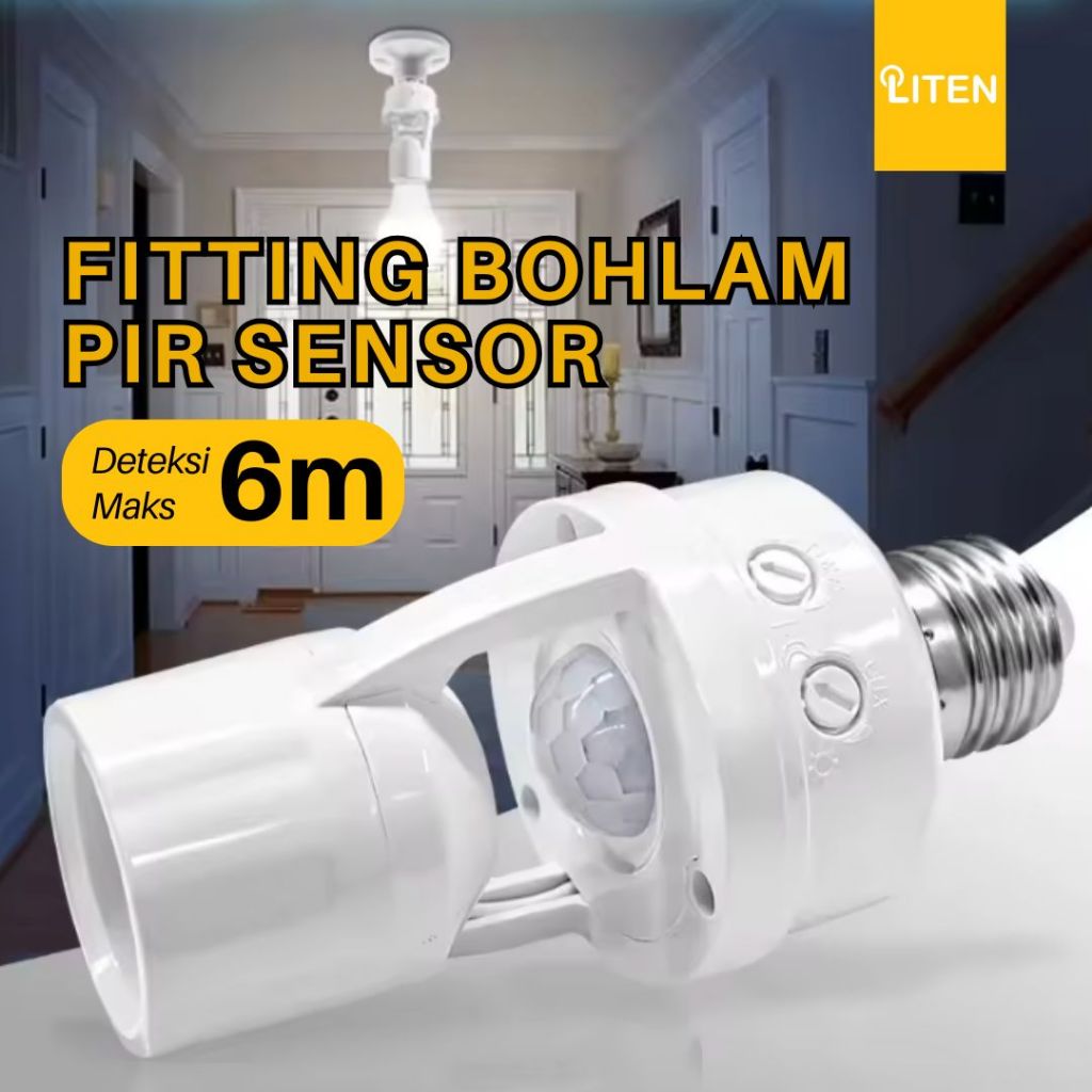Jual Fitting Lampu Bohlam PIR Sensor Gerak 2000 LUX 240V 60W E27 ...