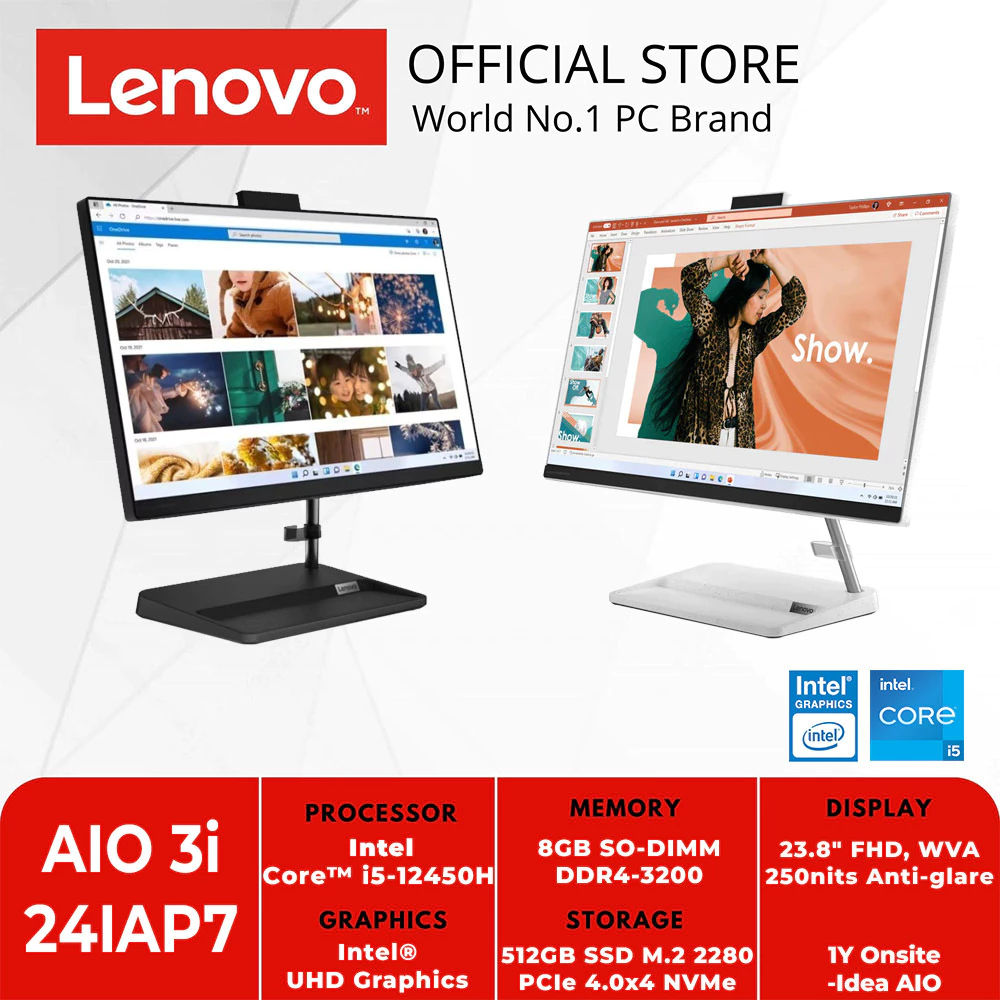 Jual LENOVO AIO ALL IN ONE 3i 24IAP7 INTEL CORE i5-12450H 8GB 512GB NO ...
