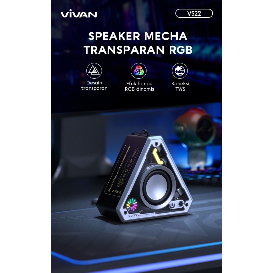 Jual Vivan VS22 Speaker Bluetooth 5.3 Speaker TWS Mechanical Punk RGB Light Stereofonik Bass ...