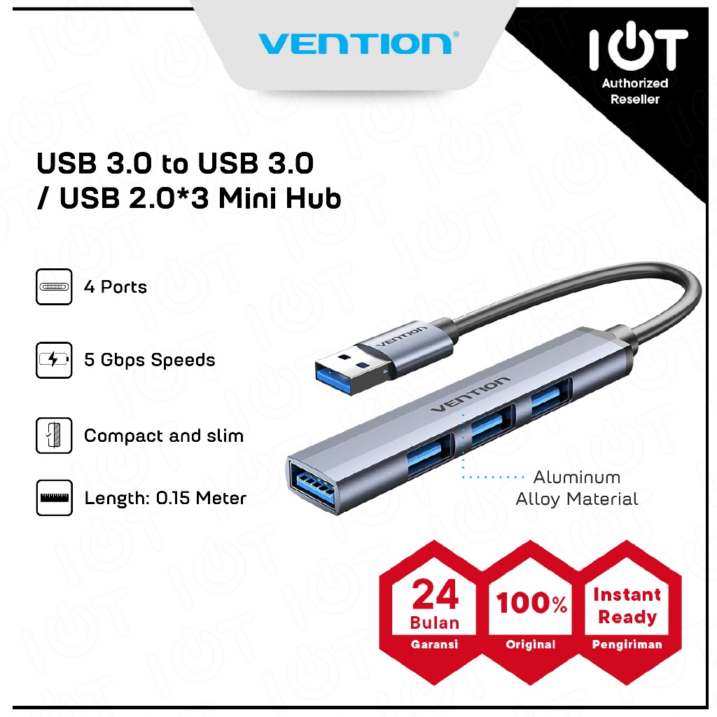 Jual Vention Slim Mini HUB 4*USB 3.0 With Cable USB Compact & Slim 0 ...