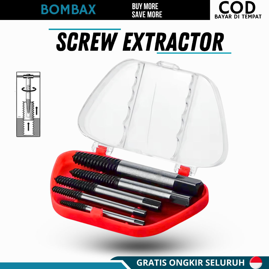 Jual Mata Bor Screw Extractor 5 IN 1 Mata obeng Alat Pembuka Baut Rusak ...