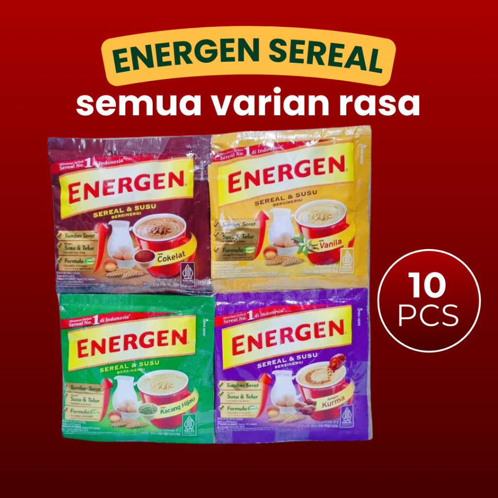Jual ENERGEN SEREAL Semua Varian Rasa COKELAT VANILA KACANG HIJAU JAHE Renceng isi 10 Sachet ...