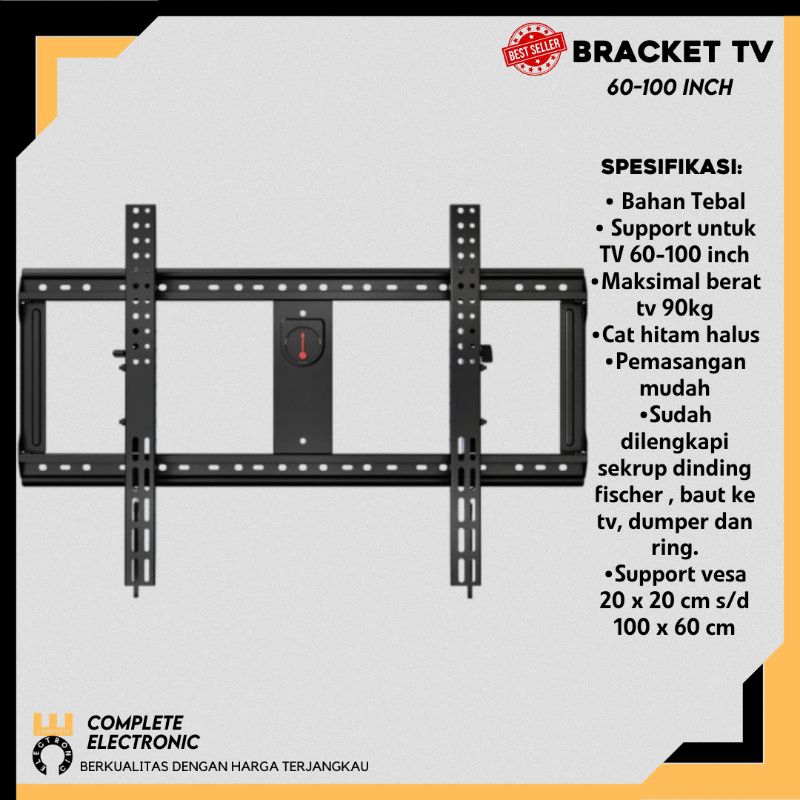 Jual Breket TV Dinding Bracket TV 60 65 70 75 80 85 98 100 Best Quality ...