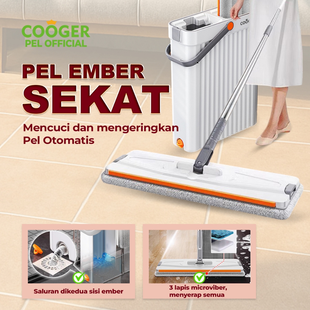 Jual COOGER Alat Pel Lantai Peras Otomatis Dengan Ember Sekat Pemisah ...
