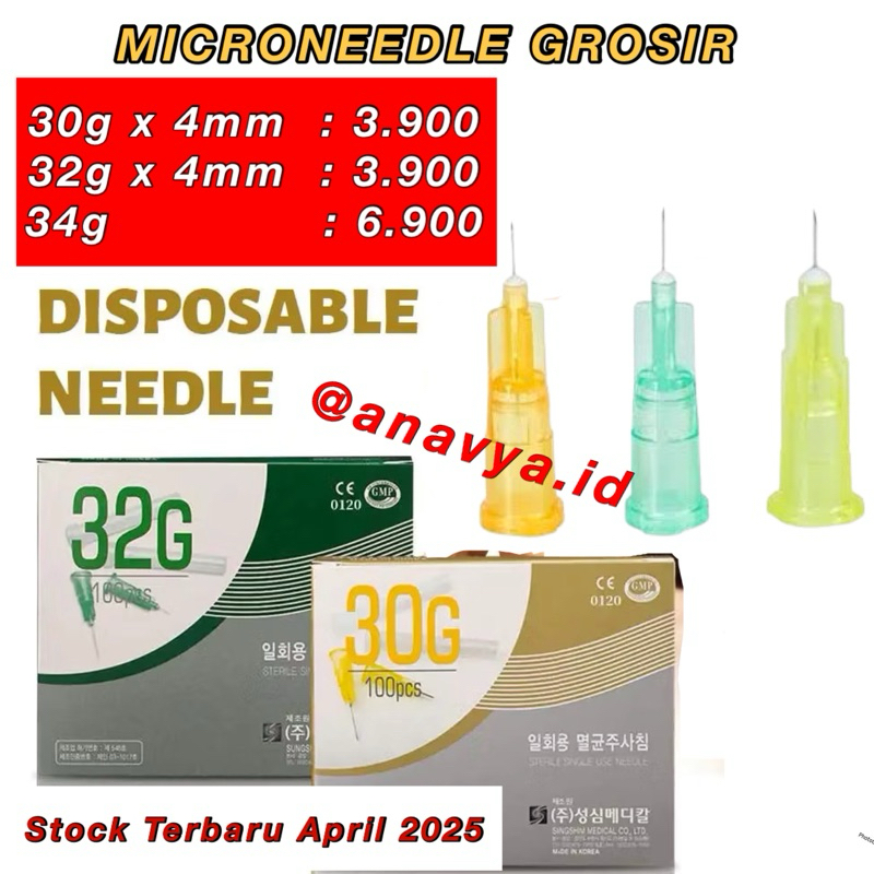 Jual Needle skinbooster meso 30g 32g 34g x 4mm jarum meso messo kecil mini pendek Sungshim ...