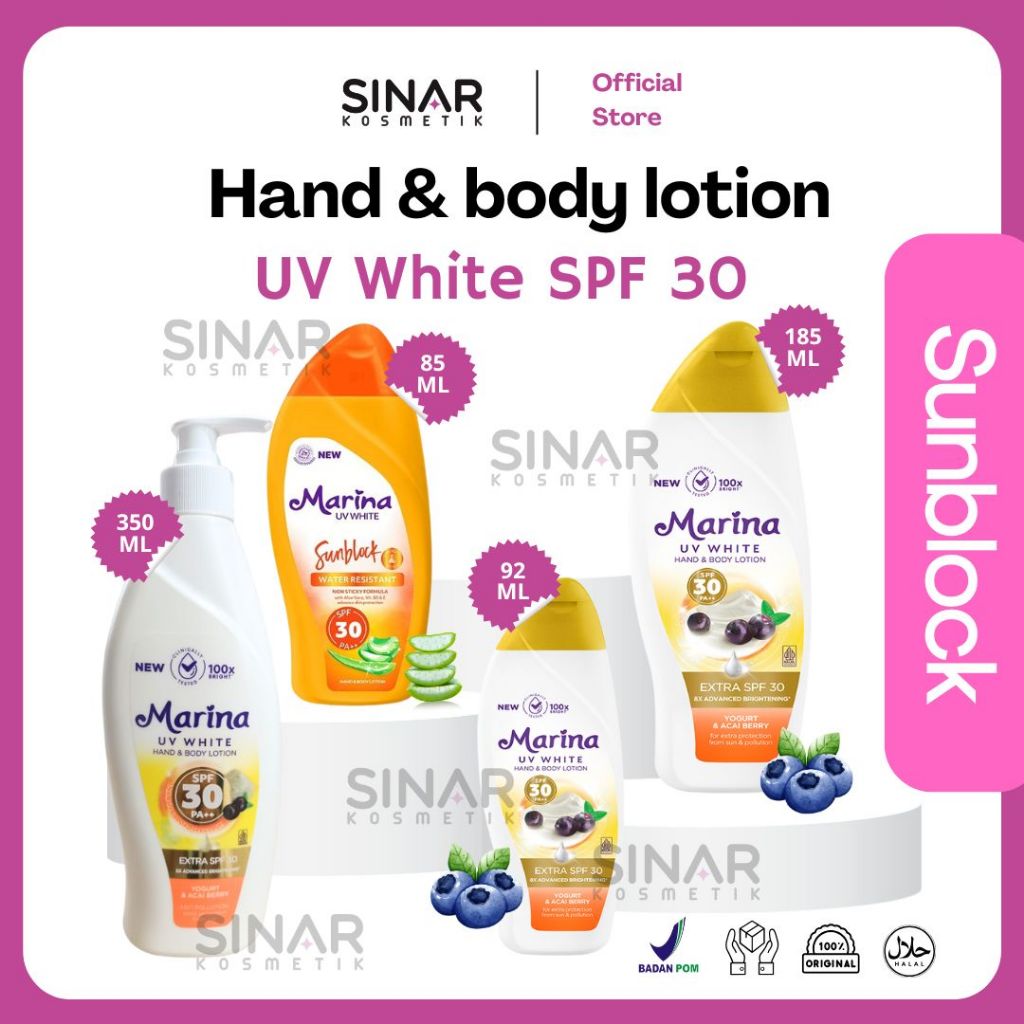 Jual Marina HBL UV White Extra SPF 30 / Sunblock SPF 30 | Sunscreen ...