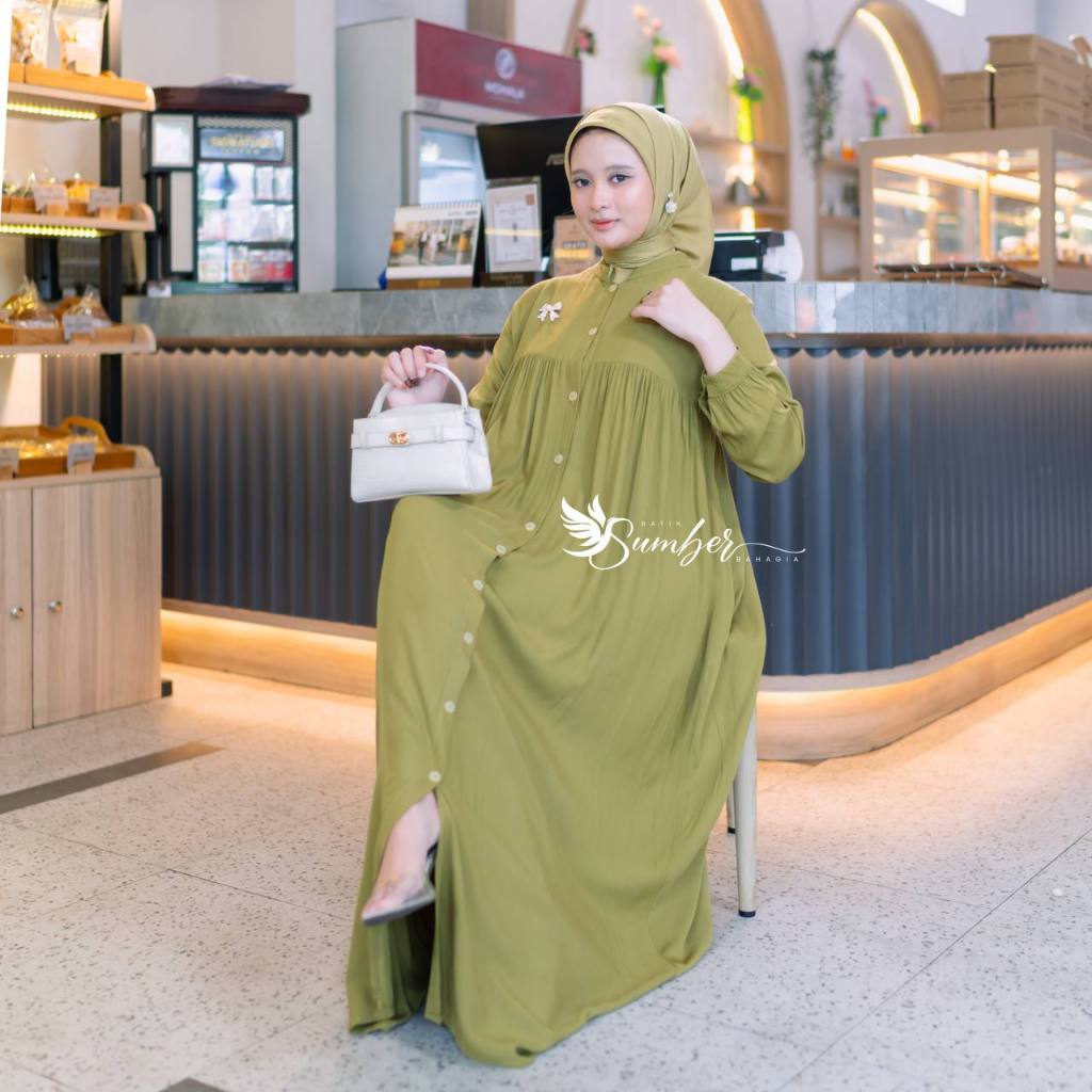 Jual Medina Dress rayon busui murah resleting depan longdress full ...