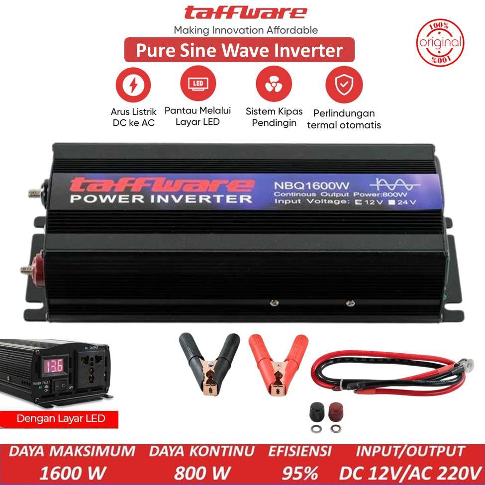 Jual Power Inverter Pure Sine Wave DC 12V To AC 220V 1600W | Shopee Indonesia