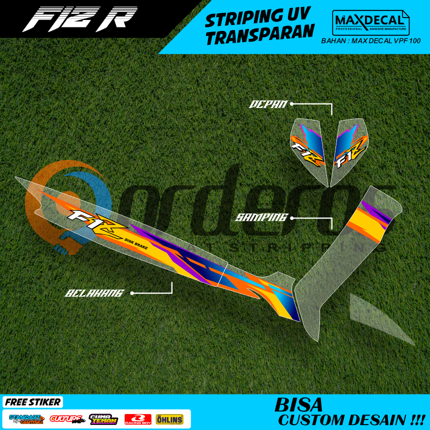 Jual STIKER MOTOR STRIPING TRANSPARAN YAMAHA FIZ R FORCEDESAIN UNIK ...