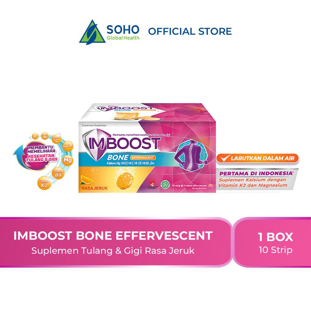 Jual Imboost Bone Effervescent 1 Box @10 Strip x 2 Tab | Shopee Indonesia