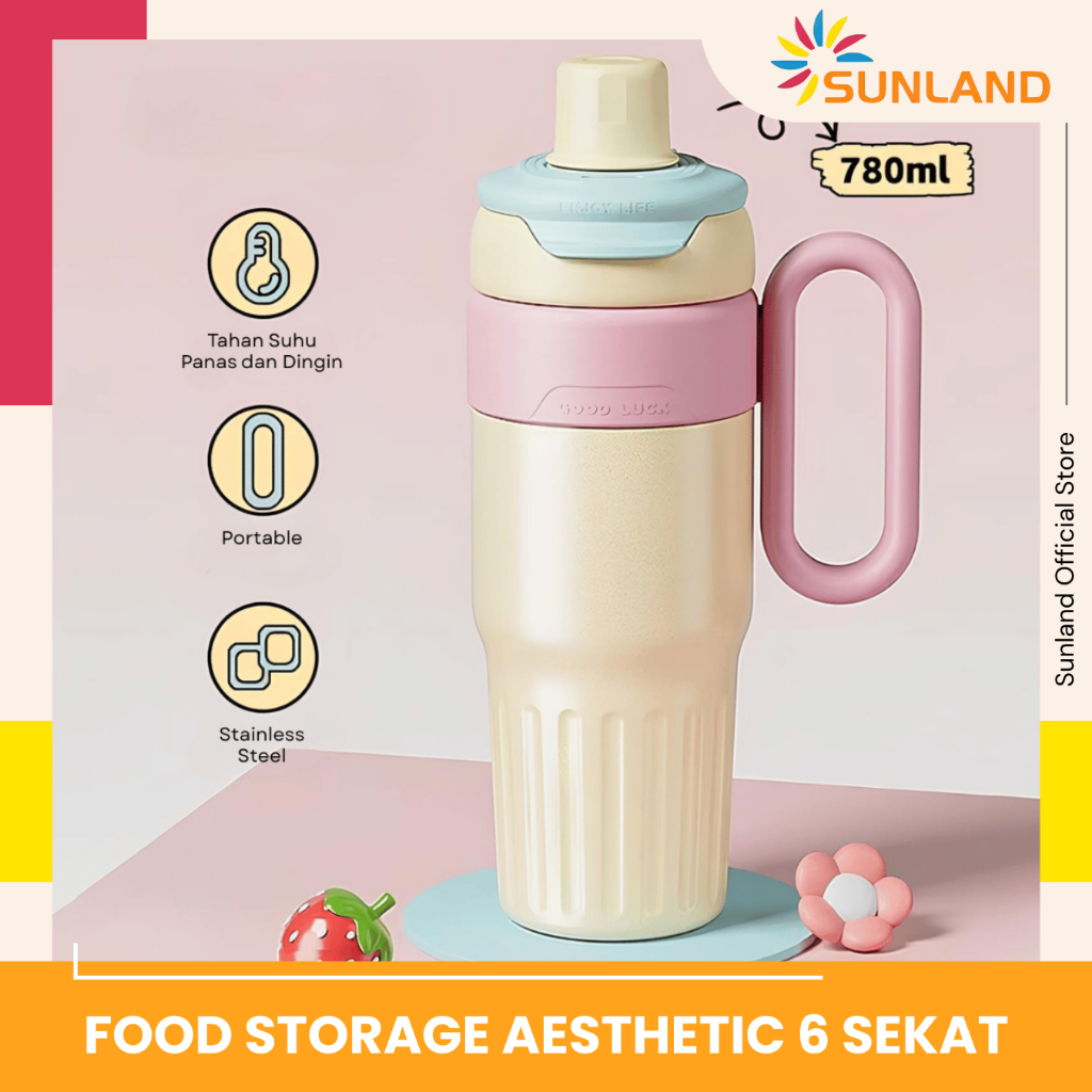 Jual SUNLAND Botol Minum Tumbler Aesthetic Food Grade Stainless 316 Tahan Panas Dingin 780Ml ...