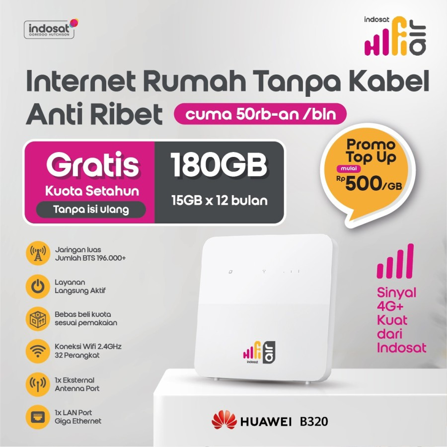 Jual Huawei Modem B320 Indosat Ooredoo Hutchison Hifi Air Modem Wifi Router Huawei B320 | Shopee ...