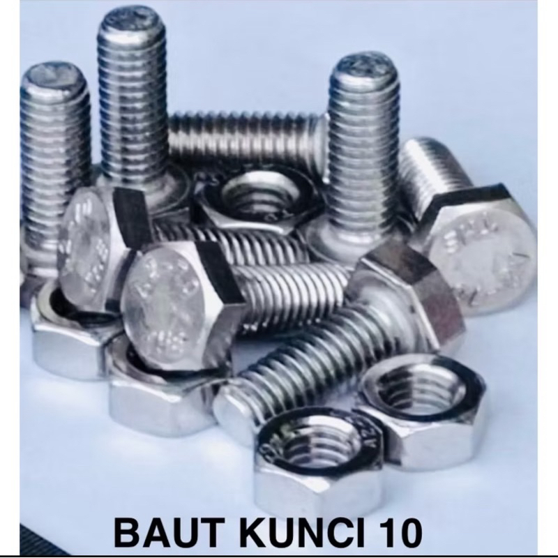 Jual BAUT MUR HEX STAINLESS M6x10 15 20 25 30 35 40 50 60 70 kunci 10 | Shopee Indonesia