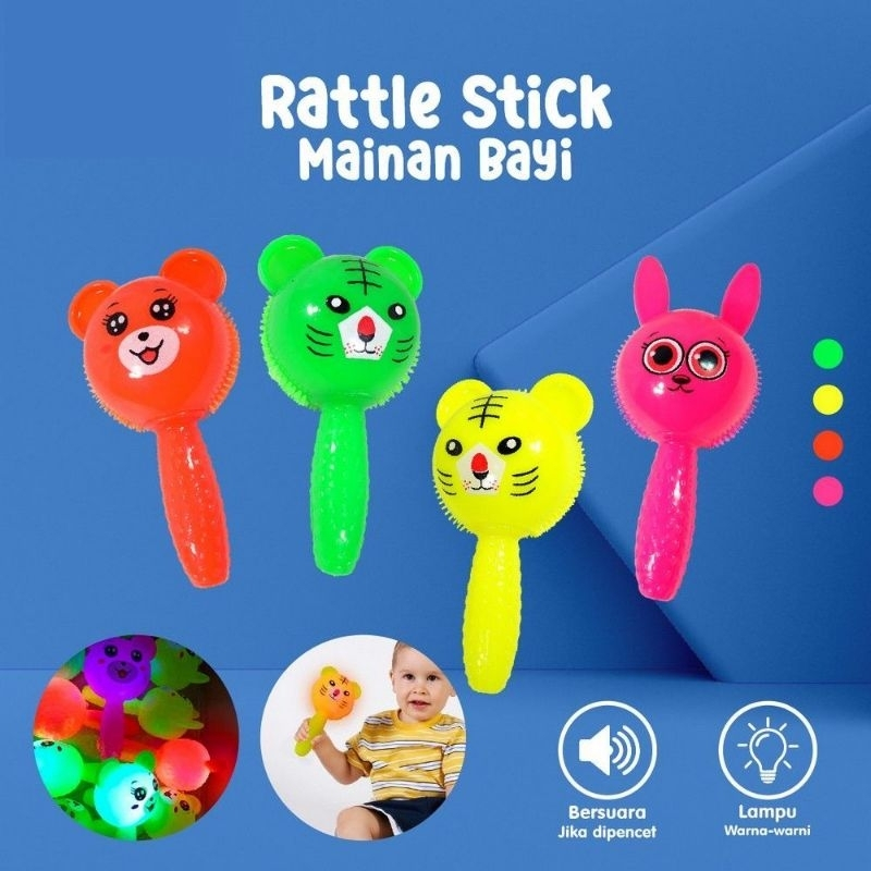 Jual Rubber stik haha mainan rattle bayi genggam led plus bunyi ...