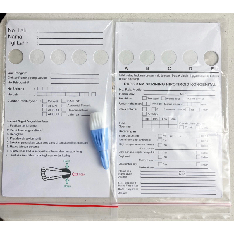 Jual Kertas SHK + Lancet (Skrining Hipotiroid Kogenital)/SHK Kit/Kartu ...