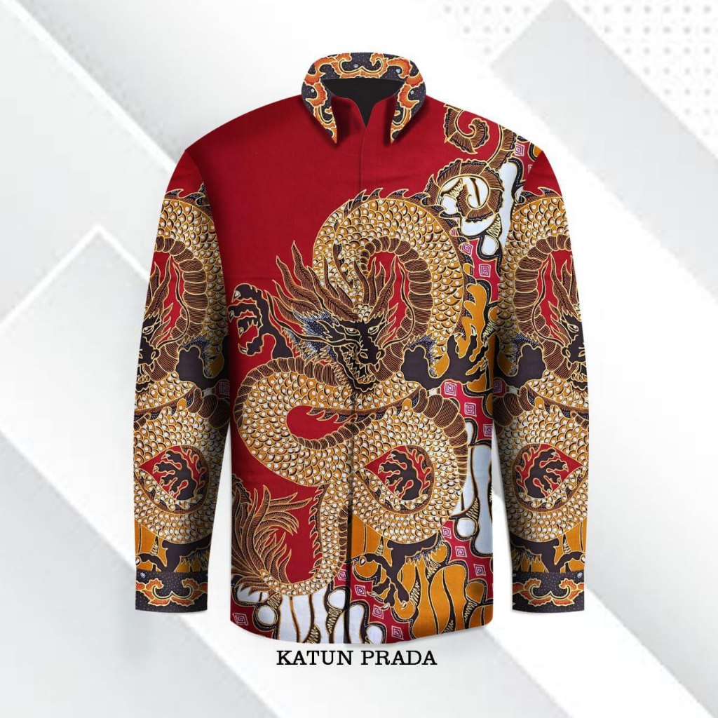 Jual Kain Batik Tulis Pola Kemeja prada gold Premium BATIK NAGA PRADA ...