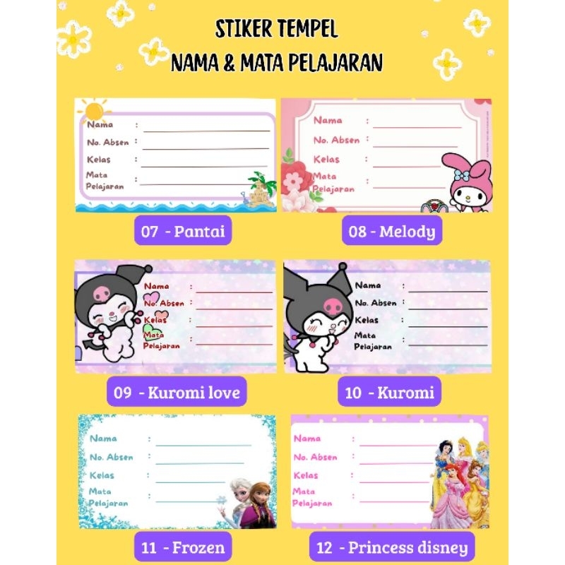 Jual stiker tempel nama dan mata pelajaran sekolah | Shopee Indonesia