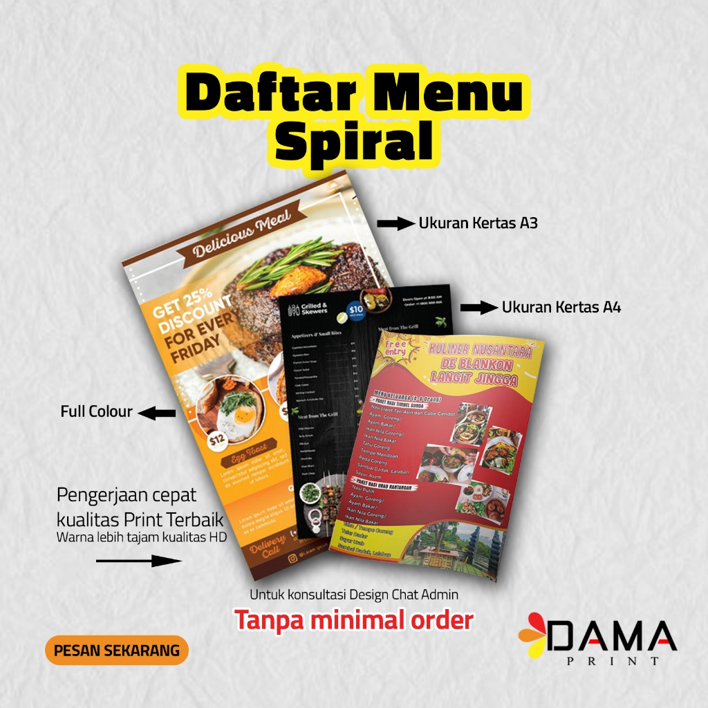 Jual JILID SPIRAL MENU / BUKU MENU SPIRAL / SPIRAL A4 / JILID MENU ...