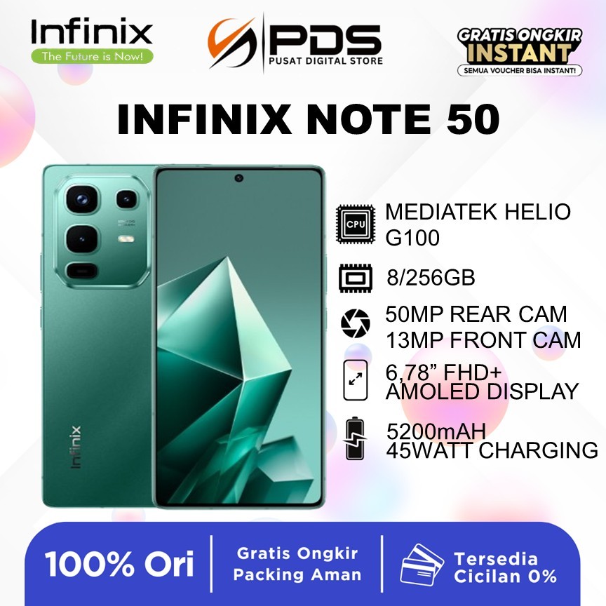 Jual INFINIX Note 50 8/256GB Up to 16GB Extended RAM - Helio G100 - 6.78" FHD+ Amoled - Garansi ...