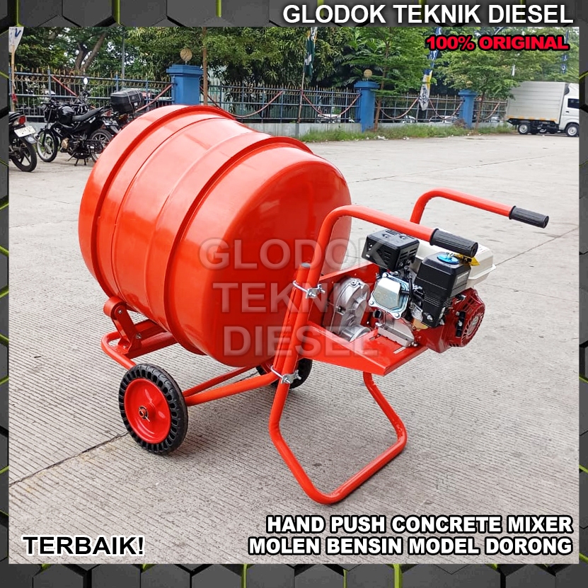 Jual Mesin Molen Dorong 280 LITER + Penggerak Bensin Alat Aduk Semen Beton Concrete Mixer 280 L ...