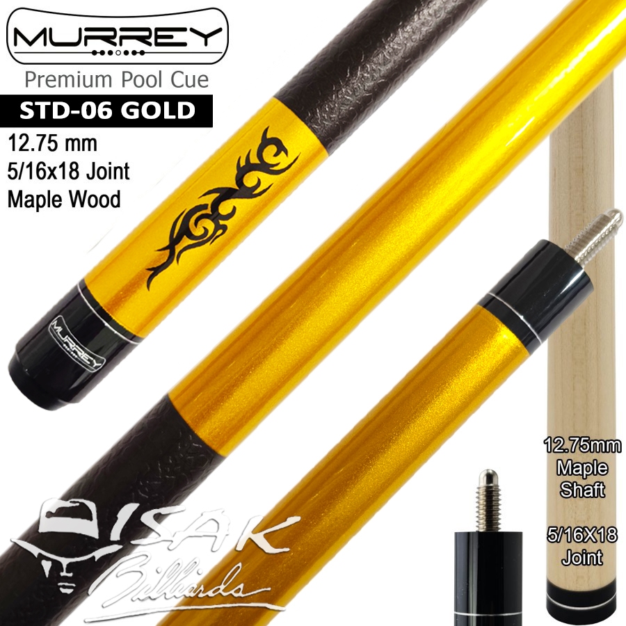 Jual Murrey STD-6 Cue - GOLD - Maple Pool Billiard Cues Stick Stik ...