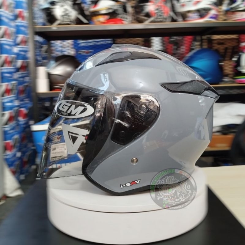 Jual HELM GM KING FIGHTER SOLID BASIC DIM GREY | Shopee Indonesia